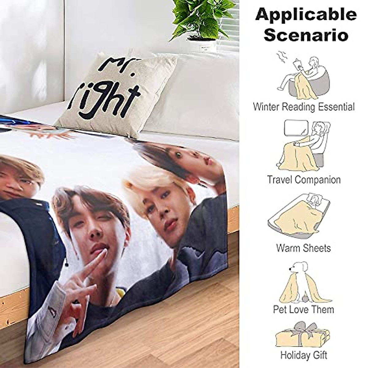 Super Soft Blanket Throw Bedding Flannel Fleece Blankets Fuzz Comfortable for Bed Sofa Kids and Adults 50"x40"