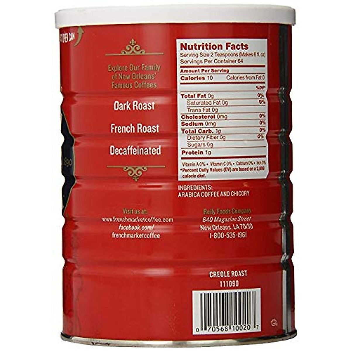 French Market Coffee & Chicory Medium-Dark Roast Ground Coffee, 12oz Can (Pack of 6)