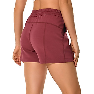Colorfulkoala Women's High Waisted Ultra Soft Athletic Jersey Shorts Casual Summer Lounge Pants with Pockets (M, Wine Red)