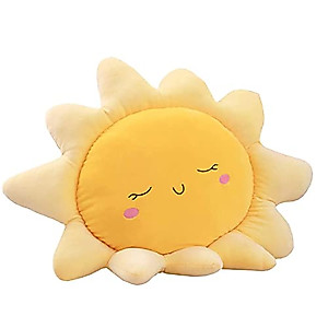 unlockgift Cuddly Plush Sun Pillow, Cloud Decorative Pillow for Bedroom, Playroom, Nursery, Cute Photo Props Pillow-01 Sun,17.5"