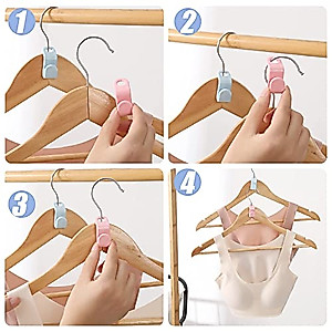 20 Pieces Clothes Hanger Connector Hooks, Outfit Hangers Extender Linking Hook Clips Velvet Huggable Hangers Drop Connecting Grip Heavy Duty Cascading Clothes Space Saving Organizer, 4 Colors