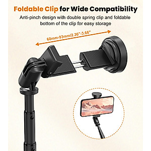 TONEOF 66" Automatic Phone Tripod with Magnetic Rechargable Remote,Selfie Stick 360° Vertical & Horizontal Rotatable,Stable for iPhone/Android(Black)