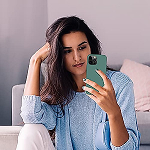 Cordking Designed for iPhone 13 Pro Max Case, Silicone Ultra Slim Shockproof Protective Phone Case with [Soft Anti-Scratch Microfiber Lining], 6.7 inch, Midnight Green