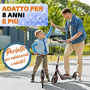 Hurtle Renegade Kick Scooters for Kids Teenagers Adults- 2 Wheel Kids Scooter with Adjustable T-Bar Handlebar - Alloy Anti-Slip Deck - Portable Folding Scooters for Kids with Carrying Strap