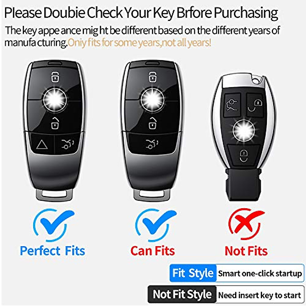 Tukellen for Mercedes Benz key fob cover Genuine Leather with keychain,Leather Protector Key case compatible Mercedes Benz 2017-2021 E-Class 2018-2021 S-Class 2019-2021 A-Class C-Class G-Class-Black