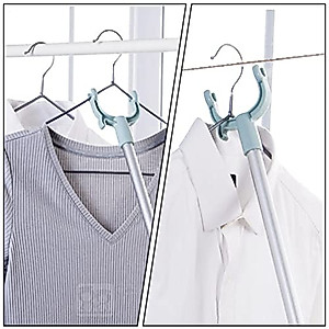 LIFKOME Retractable Clothes Pole Telescoping Long Reach Sticks 60-102cm Adjustable Clothesline Pole with Hook Clothes Drying Fork Clothes Hook Pole for Closet Household Balcony Use