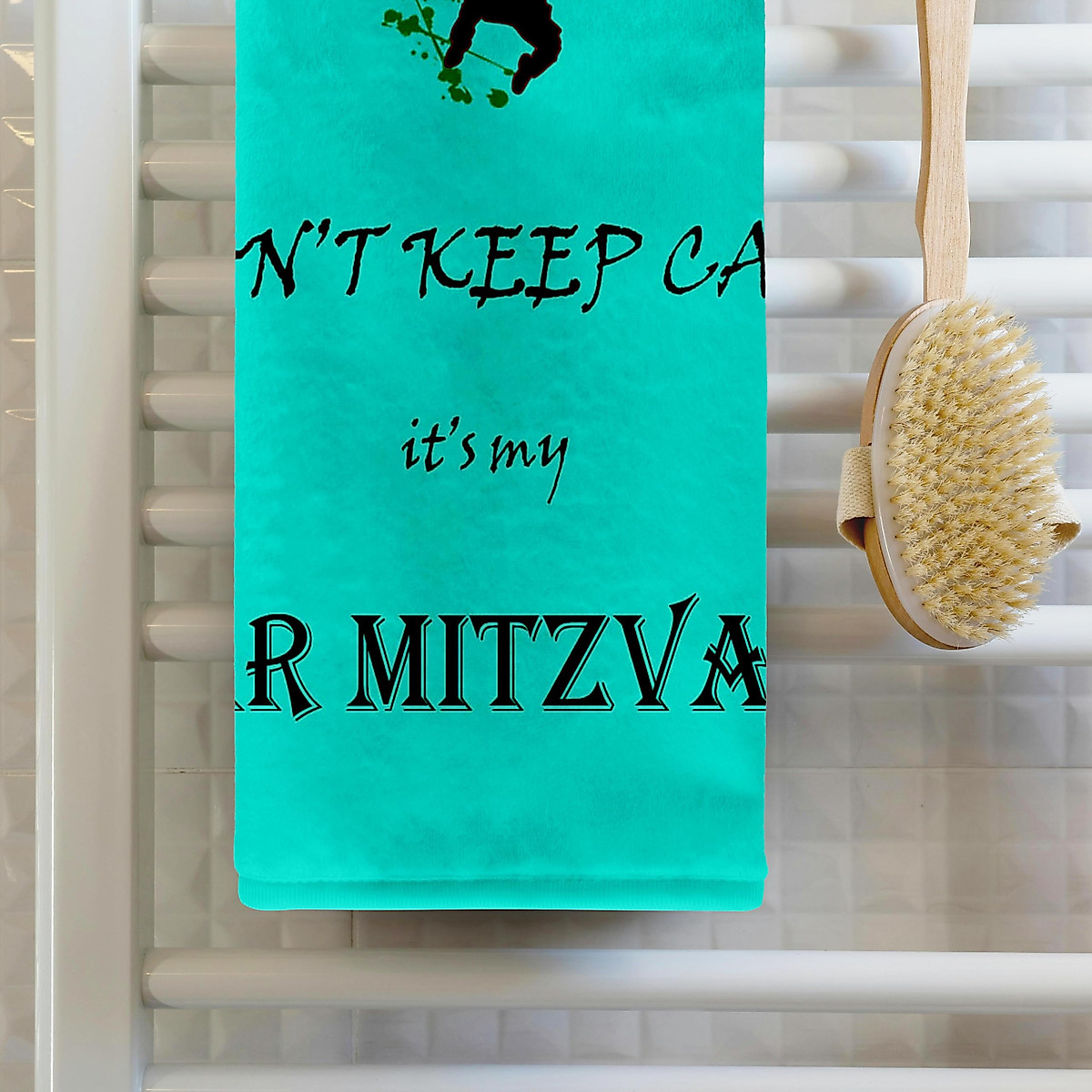 3D Rose I Cant Keep Calm its My bar Mitzvah. turquois. Saying TWL_210355_1 Towel, 15" x 22", Multicolor