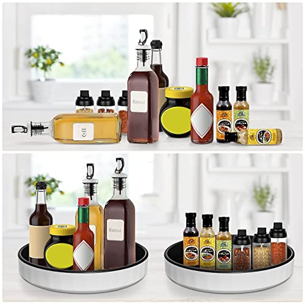 2 Pack 11.8 Inch Lazy Susan Organizer, Lazy Susan Turntable for Cabinet, Refrigerator, Table, Kitchen, Suitable for Storage of Spices and Condiments