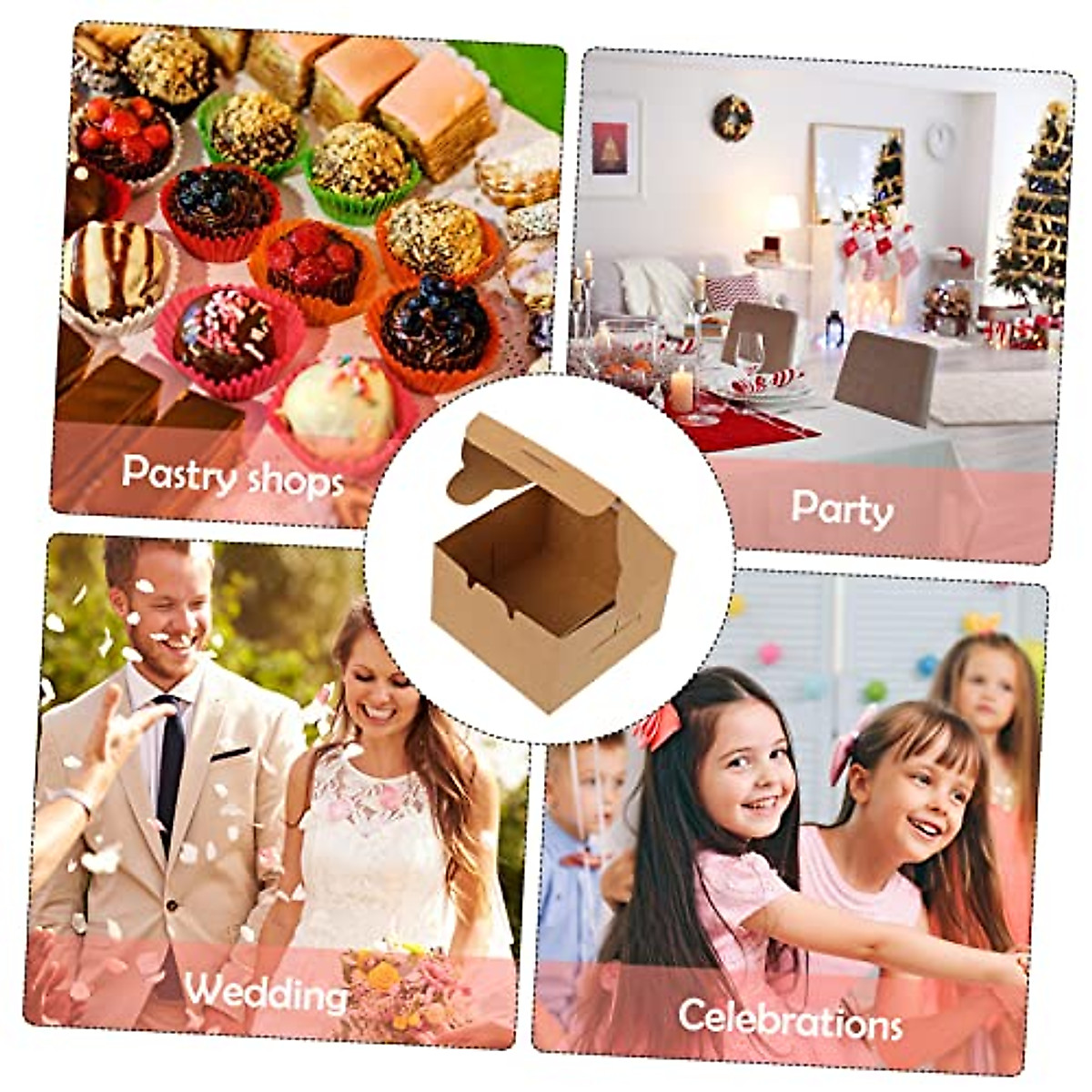 SOLUSTRE 30pcs Packaging Boxes Cake Box Mini Cake Boxes Mini Cake Containers Mini Treat Boxes Christmas Eve Box Packaging Box with Window Cookie Exchange Boxes Kraft Paper Cake Case Biscuit