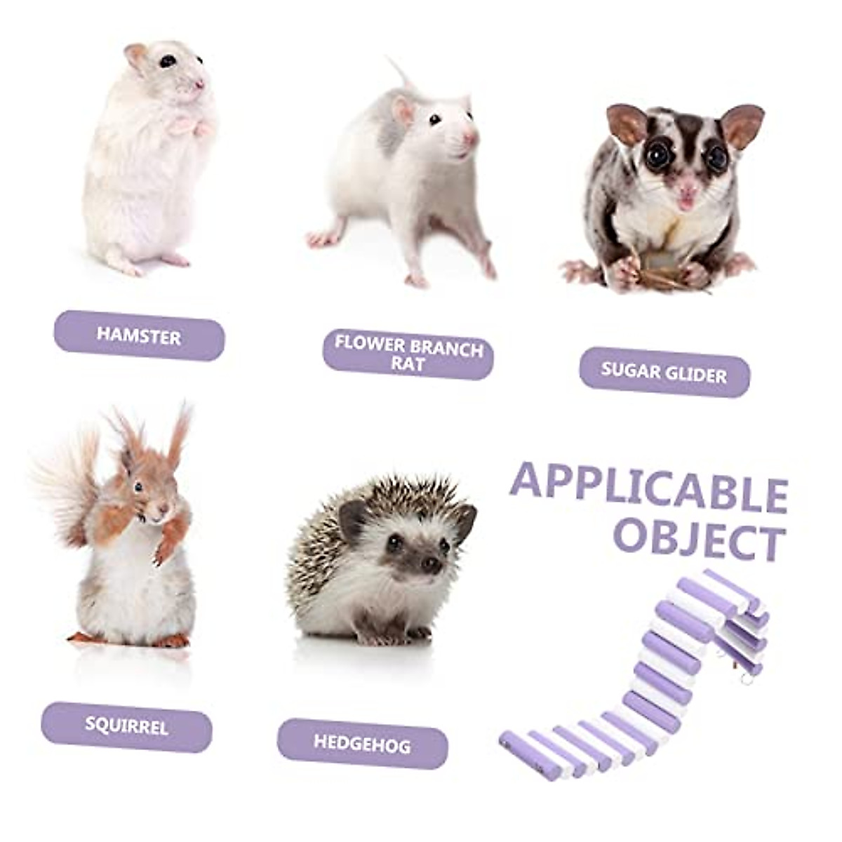 FUOYLOO Hamster Climbing Ladder Pet Toys Chew Toys Chinchilla Chew Toys Wood Rat Ladder Small Animal Climbing Toys Ladder Bridge Hanging Hamster Swing Hamster Accessory Blue Parrot