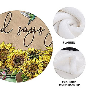 ASYOURWISH Sunflower Throw Blankets for Couch,Inspirational Quote God Says You are Hummingbird Design Cozy Luxury Rustic Farmhouse Colorful Yellow Flower Blue Purple Bottle Flannel Bed Blanket60 x50