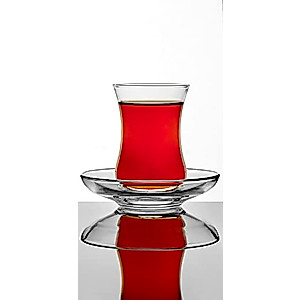 Pasabahce Premium Turkish Tea Glasses and Saucers, Set of 12, Perfect for Tea Party, Gifts, Housewarming, Weddings, Aniversary