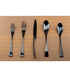 Uniturcky 5-Piece Stainless Steel Flatware Silverware Set Service for 1 Dinnerware Mirror Polished Include Knife/Fork/Spoon Dishwasher Safe