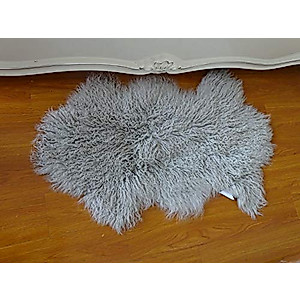 February Snow Deluxe Home Decorative Curly Fur Soft Plush 100% Real Genuine Mongolian (Tibetan) Lamb Wool Rug/Carpet/ (Grey)