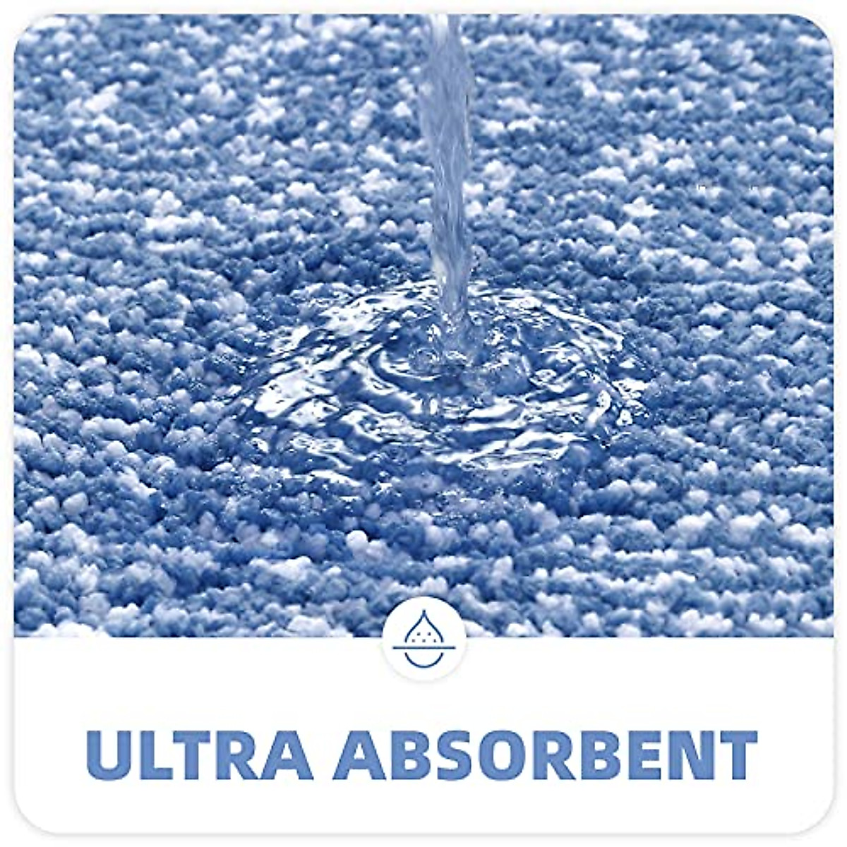 Color G Bathroom Rug Mat, Ultra Soft and Water Absorbent Bath Rug, Bath Carpet, Machine Wash/Dry, for Tub, Shower, and Bath Room (24"x35", Blue and White)