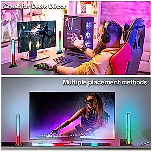 Rhythm Light, 2 Pack RGB LED Lights that Sync with Music, Color Changing Pickup Rhythm Light Bar, Tik Tok Gaming LED Ambient Lights with Bluetooth Smart App Sound Control USB Light for Bedroom TV Desk