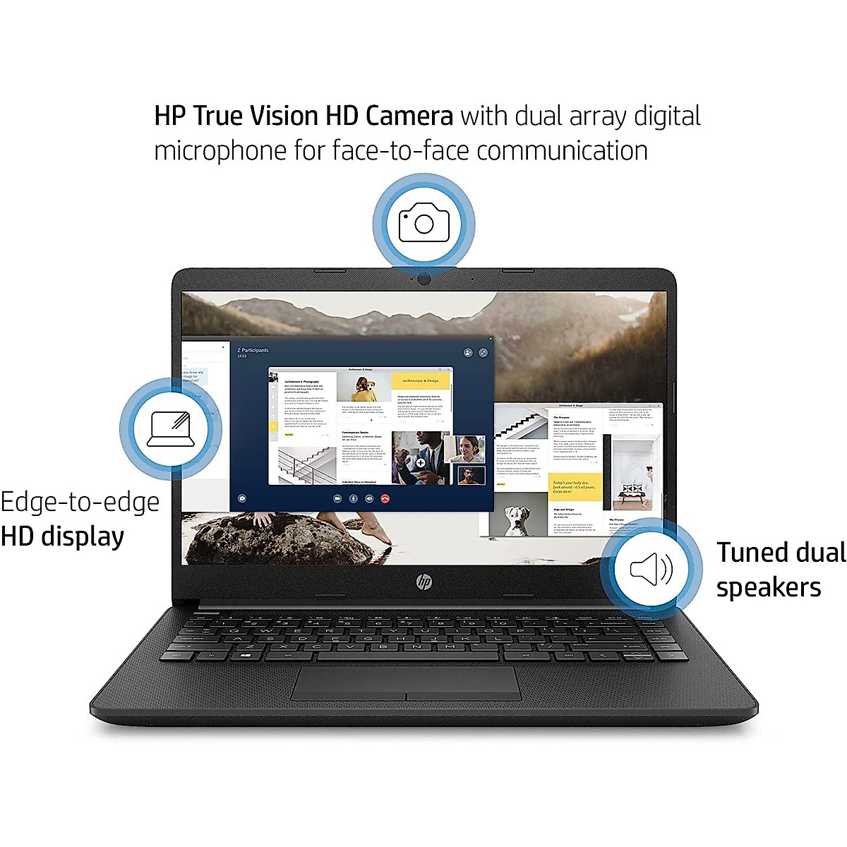 hp Stream Laptop, 14" HD Display, Intel Celeron N4120 Processor, 8GB Memory, 128GB Storage (64GB eMMC + 64GB USB), 1-Year Office 365 Webcam, HDMI, Wi-Fi, USB-C, Windows 11 Home, Jet Black