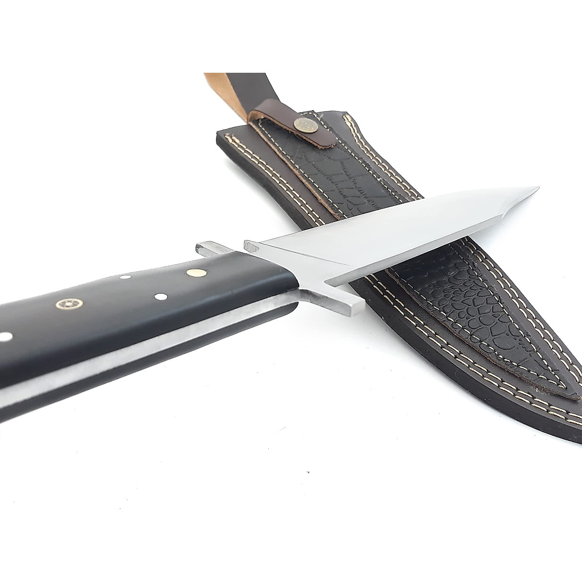 Nooraki - 15" Handmade Full Tang Hunting Knife with Leather Sheath, Multipurpose Bowie Knife with Micarta Handle for Everyday Carry, Outdoor Camping and Hunting