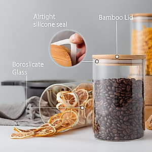 Claplante 8 Pack Glass Food Storage Containers Jars with Airtight Bamboo Lid, 30oz Pantry Organization Jar for Spice, Tea, Flour & Sugar Container, Canister Set for Kitchen Counter, Glass Terrarium