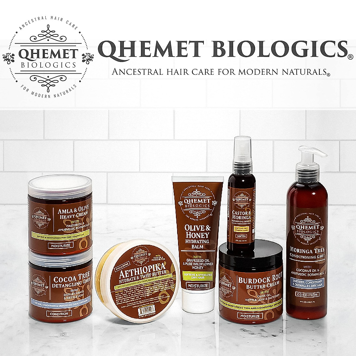 Qhemet Biologics Amla & Olive Heavy Cream - Moisturizing Balm for Extremely Dry & 4C Hair - Adds Soft, Supple Moisture & Hydration to Afros, Coils, Curls, Puffs, Twists, Braids, Locs & More (8.9 oz)