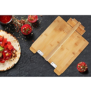 ZUJJAFY Bamboo Tortilla Press 10 Inch Square Tortilla Maker with 50pcs Parchment Paper, Mexican Tortillera Presser Homemade Tortillas Pataconera Dough Press