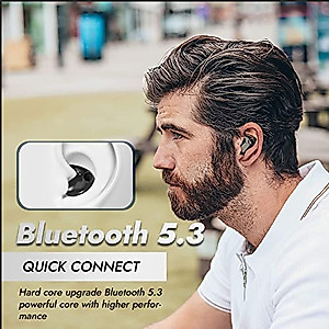 KOURM Invisible Sleep Wireless Earphone Ipx5 Waterproof，Invisible Earbuds Wireless Bluetooth，5.3 Headphones Touch Control，with Wireless Charging Case, Double Noise Cancelling (Black)