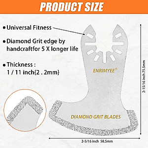 Oscillating Tool Blades, 6 Pcs Oscillating Multi Tool Diamond Segment Swing Semi Circle Grit Grout Mortar Removal Saw Blades (6Pcs)