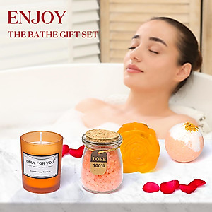 Gifts for Women Unique Spa Gifts Basket Set Birthday, Mothers Day, Valentines Day Christmas Gifts for Mom, Sister, Her, Girlfriend, Wife Bright Orange Gift Box…