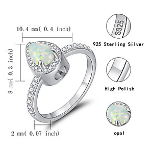 Sterling Silver Urn Ring for Ashes: Women Teardrop Opal Ash Ring Cubic Zirconia Memorial Cremation Jewelry Bereavement Keepsakes Gift for Loss of a Loved One (Size 7)