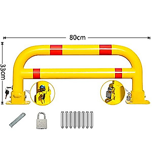 Double-Rod Double-Lock Parking Space Lock,Heavy Duty Fold Down Metal Parking Obstacle Detachable,Folding Anti-Theft Lock Parking Post for Security Driveway Parking