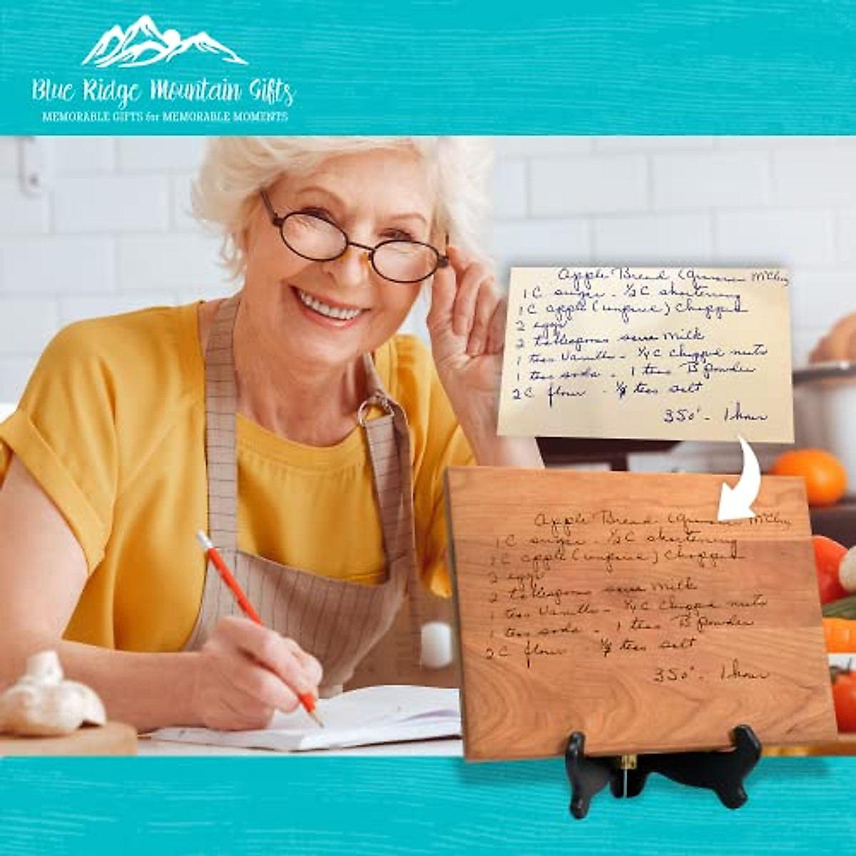 Blue Ridge Mountain Gifts Personalized Laser Engraved Recipe Cutting Board - Wood Cutting Board - Custom Cutting Boards - Great as Wedding Gifts, Mothers Day Gifts, Mother In Law Gifts, Marriage Gifts