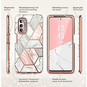 i-Blason Cosmo Series Designed for Moto G Stylus 5G Case (2022) [Not for 4G Version& 2020/2021 Version], Slim Stylish Protective Case with Built-in Screen Protector (Marble)