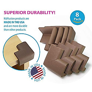KidKusion Corner Cushion | Made in USA | Brown | 8 Pack | Furniture and Corner Protector