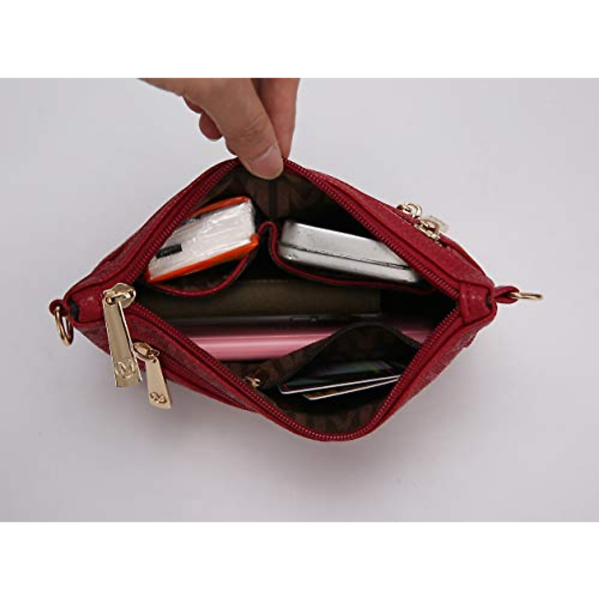 MKF 2 in 1 Crossbody Bags for Women, Wristlet Purse - Ladys Small PU Leather Messenger Handbag - Adjustable Strap Black