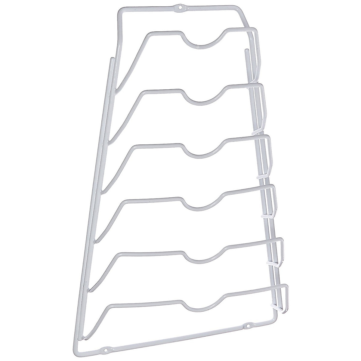 Organize It All Cabinet Door Lid Organizer | 6 Sections | Wall or Pantry Door Mount | Non Scratch Coating | Pots and Container Lids | White