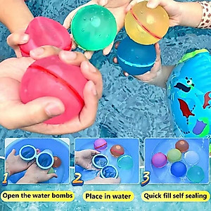 Water Balloon Balls, 20 pcs Reusable, No Latex, Splash Bomb with Net Mesh Bag, Magnetic Sealing Water Ball Bomb for Kids Adults Outdoor Activities Water Games Toy Summer Fun Party Supplies 20 pcs