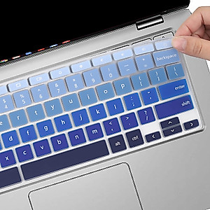 Keyboard Cover for 2022-2020 11.6" 14" ASUS Chromebook C203XA C434 C425 C403 C223 C214 C213 C204 C202, ASUS Chromebook CX1 CX1100 CX1101 CX1400 (NOT FIT C436 C433 CX1500 CX1700)-Strip Blue