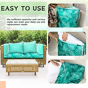 Mixweer 14 Pcs Outdoor Cushion Slipcovers Replacement Furniture Chair Seat Patio Cushion Covers Slipcovers with Zipper and Tie for Outdoor Patio Furniture Sofa Couch