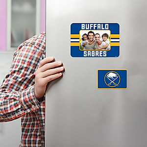 Rico Industries NHL Hockey Buffalo Sabres Stripes Magnetic Picture Frame (5"x6.75") & Magnet Combo Set - Home Décor - Regrigerator, Office, Kitchen