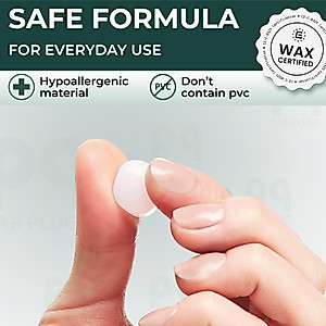 PQ Wax Ear Plugs for Sleeping, Swimming - 50 Noise Cancelling Silicone Gel Wax Earplugs, Ear Protection for Sleep and Swim, Soft Wax Pillows with Sound Blocking Level 32Db, (50 Pillows), Color: White