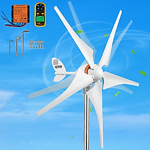 VEVOR, 12V/AC Turbine Kit, 400W Wind Power Generator with MPPT Controller 5 Blades Auto Adjust Windward Direction Suitable for Terrace, Marine, Motor Home, Chalet, Boat, White