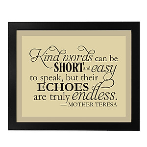 Kind Words Are Endless - Inspirational Wall Decor, Motivational Wall Art w/Mother Teresa Quote. Wall Print For Living Room, Home Decor, Bedroom Decor, Office Decor & School Decor, Unframed - 10 x 8