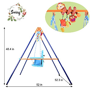 DRM Folding Toddler Swing with Spiral Hanging Toys - Heavy-Duty Indoor Outdoor Baby/Child Swing Set with Safety Seat for 9-36 Months Old