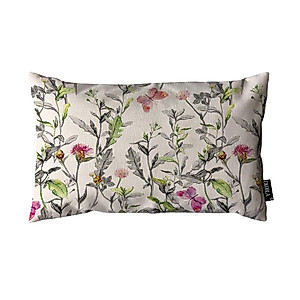 EKOBLA Throw Pillow Cover Herbs Meadow Garden Flowers Grass Watercolor Floral Beautiful Butterfly Rectangular Throw Pillow Covers for Couch Sofa Home Decor Cotton Linen 12x20 Inch
