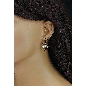 .925 Sterling Silver Treble and Bass Clef Hook Earrings w/French Wire Hooks