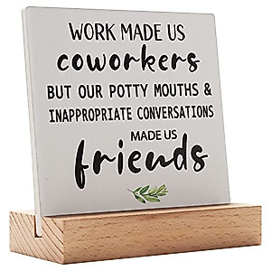 Farewell Gifts for Coworkers, Office Decor Sign Gift for Coworker, Leaving Going Away Gifts for Colleague, Work Bestie Gifts Desk Decor Plaque