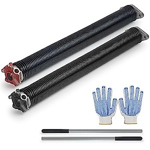 Pkgvis Garage Door Torsion Springs 2'' (Pair) with Non-Slip Winding Bars, Black Coated, Minimum 18,000 Cycles, 7' or 8' High Doors, 3 Year Warranty