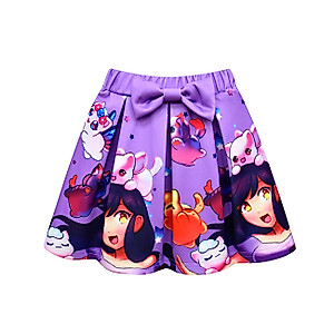 NOLLAM Fashion 3D Printing Game Short Dress Set Short Sleeve Shirt 3 Piece Set (purple, S)