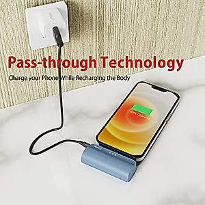 iWALK Mini Portable Charger for iPhone with Built in Cable, 3350mAh Ultra-Compact Power Bank Small Battery Pack Charger Compatible with iPhone 14/13/13 Pro/12/12 Pro/11/XR/XS/X/8/7/6,Blue