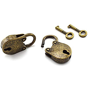 SDTC Tech 2pcs Mini Antique Padlock Retro Vintage Style Bear Head Shape Bronze Locks and Keys